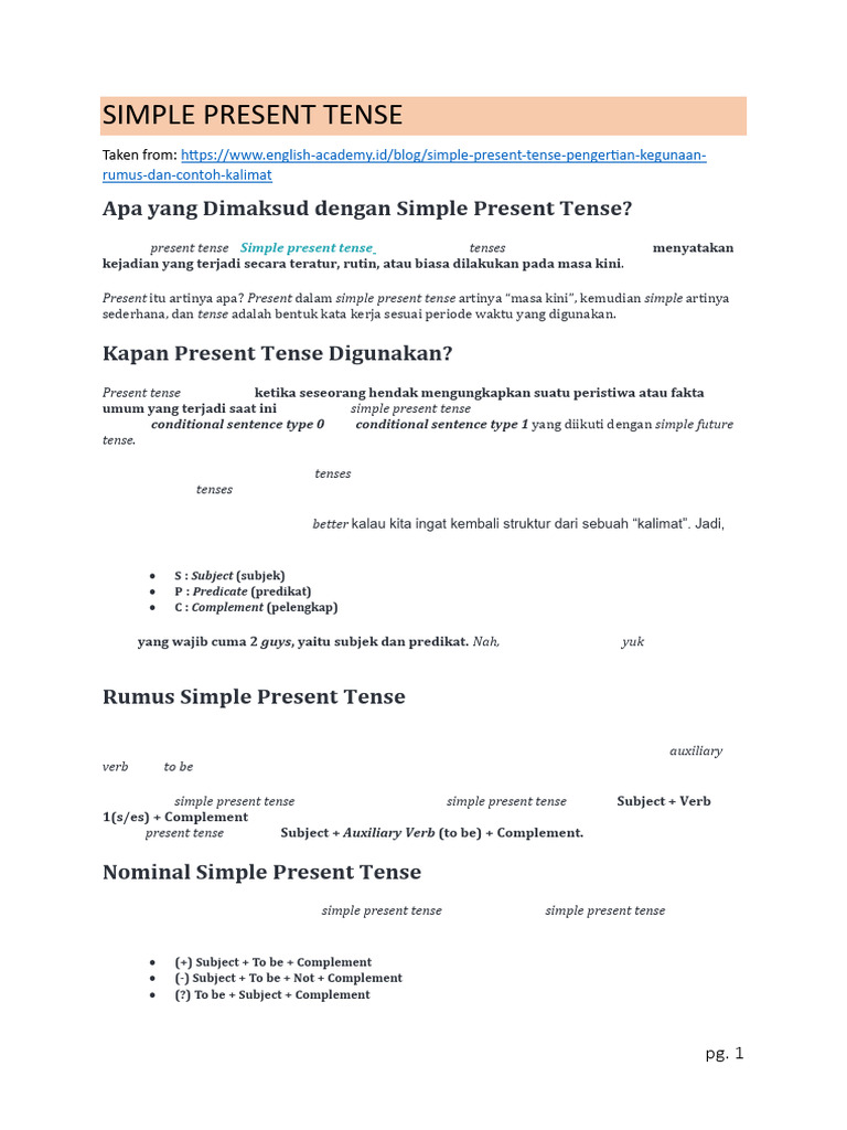 Simple Present Tense - Complete Version | PDF