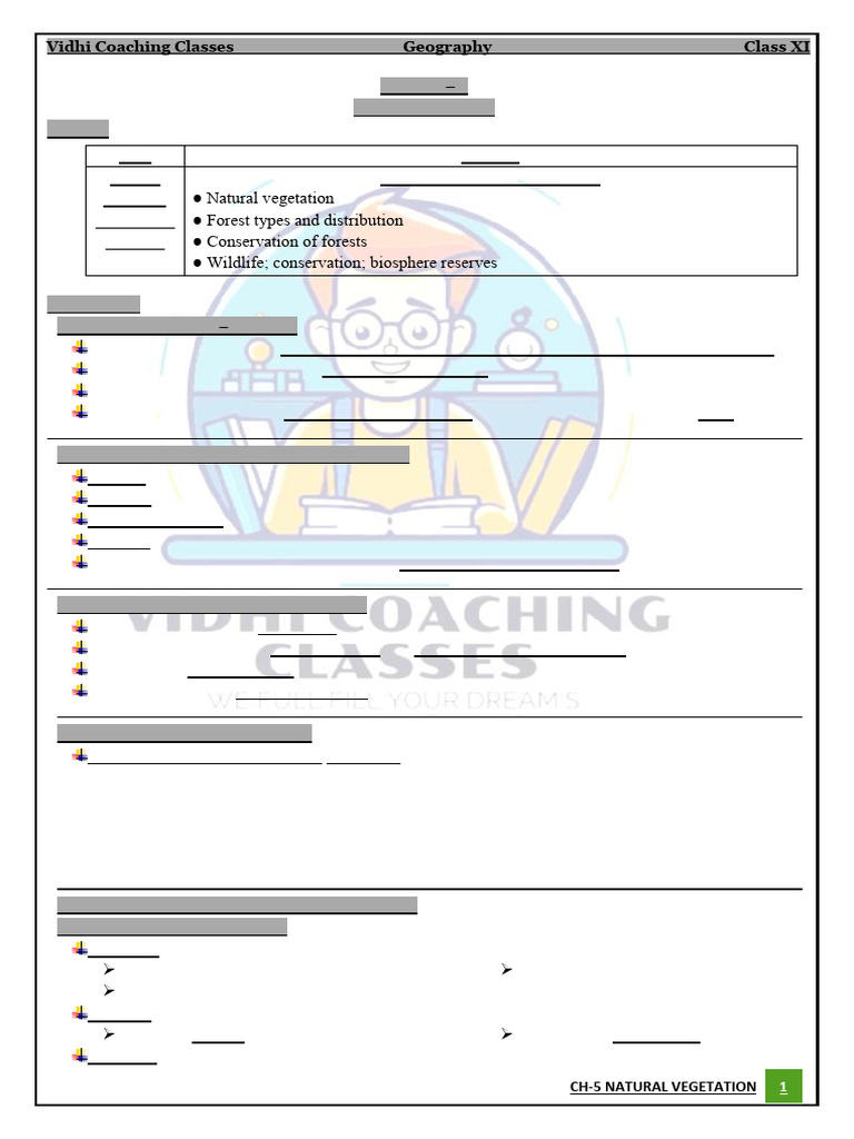 Ch-5 Natural Vegetation Self Made Notes Students | PDF | Forests ...