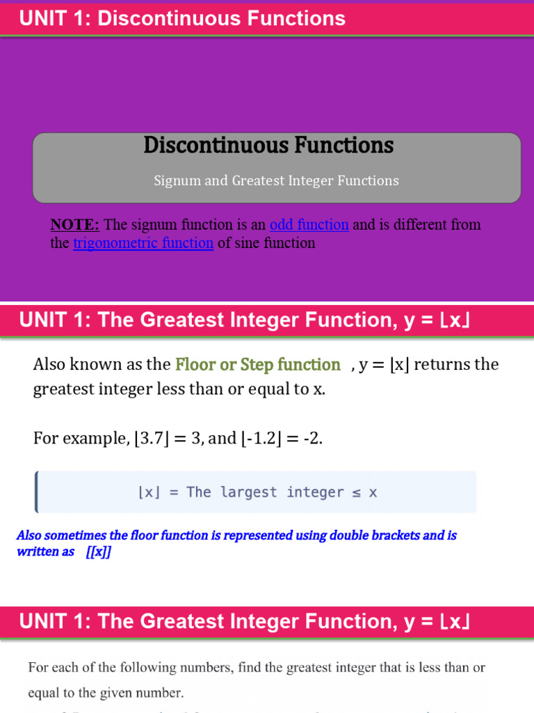 Grade 11 - Unit 1 - 2025 - Greatest Integer Functions | PDF | Function ...