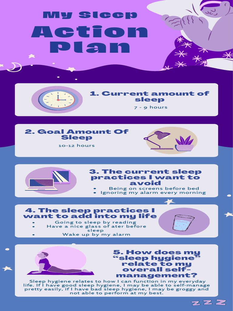 Blue and Purple Illustrated Tips For Better Sleep Infographic | PDF