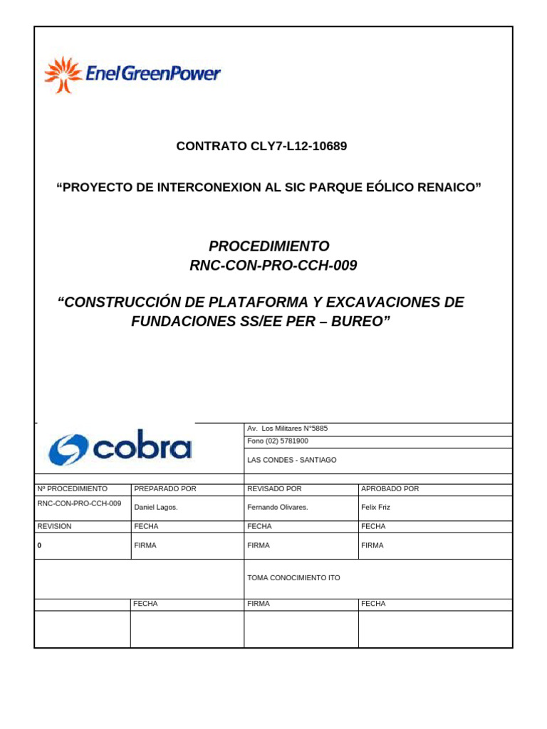 RNC-CON-PRO-CCH-009 Construccion de Plataforma y Excavaciones de ...