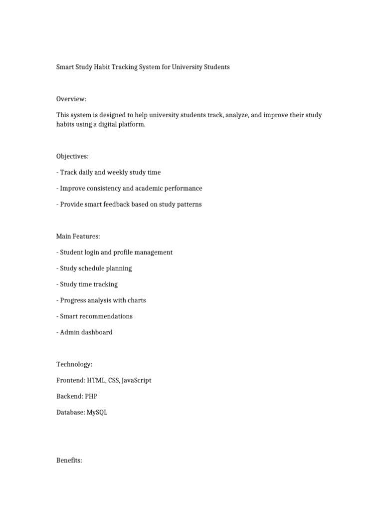 Smart Study Habit Tracking System | PDF