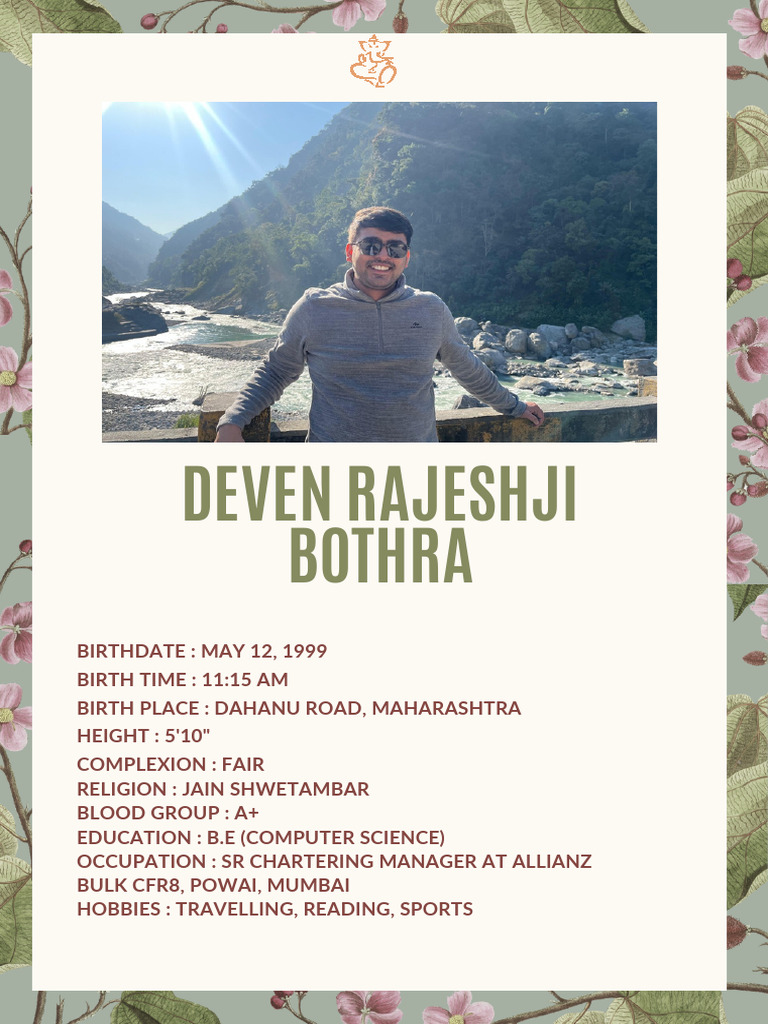 Biodata - Deven Rajeshji Bothra PDF | PDF