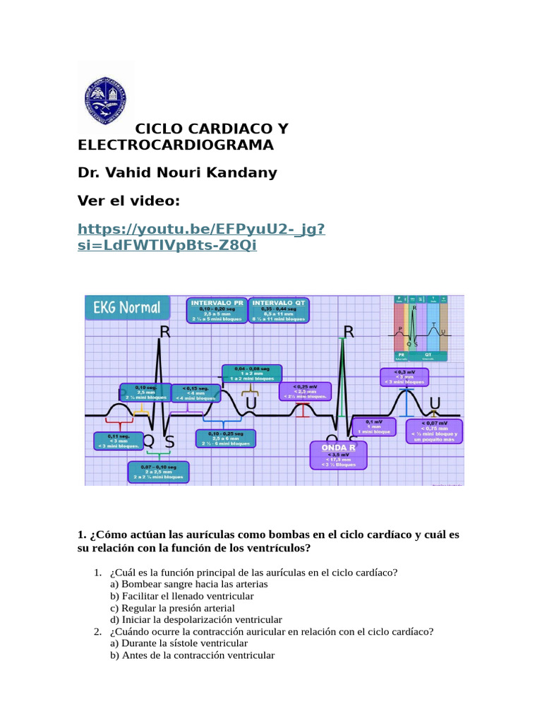 Ciclo Cardiaco y Electrocardiograma | PDF | Corazón | Insuficiencia ...