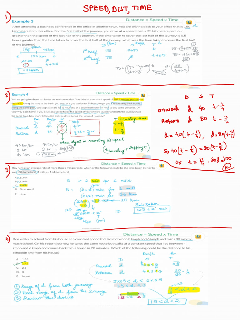 Speed, Distance & Time | PDF