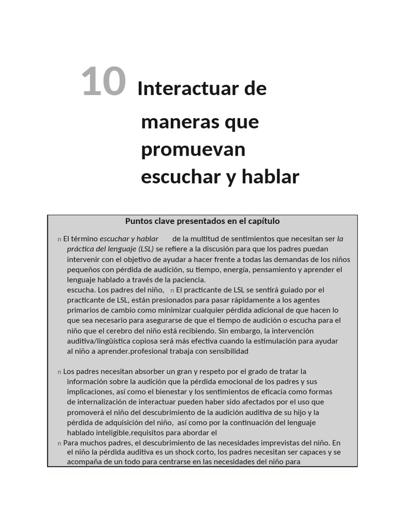 CAP10 Interactuar de Maneras Que Promuevan Escuchar y Hablar.docm | PDF ...
