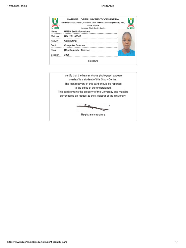 Umeh Id Card | PDF