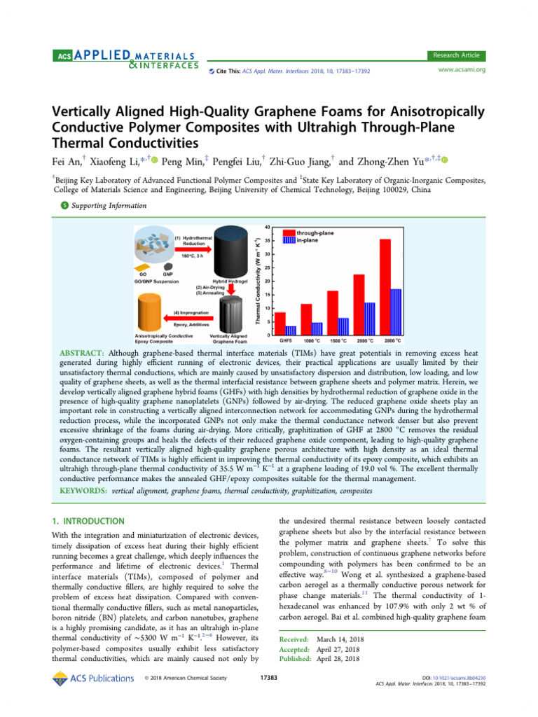 An Et Al 2018 Vertically Aligned High Quality Graphene Foams For ...