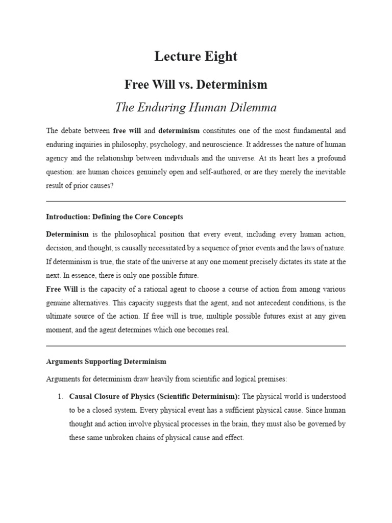 Lecture Eight Free Will Vs Determinism 15102025 030731am | PDF | Free ...