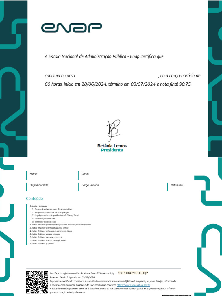 Introducao A Libras Turma Jun2024 Certificado | PDF