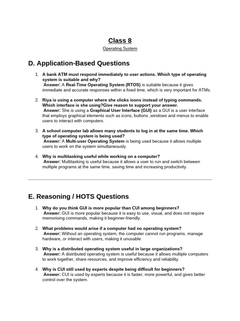 Operating System - Extra Questions | PDF | Graphical User Interfaces ...