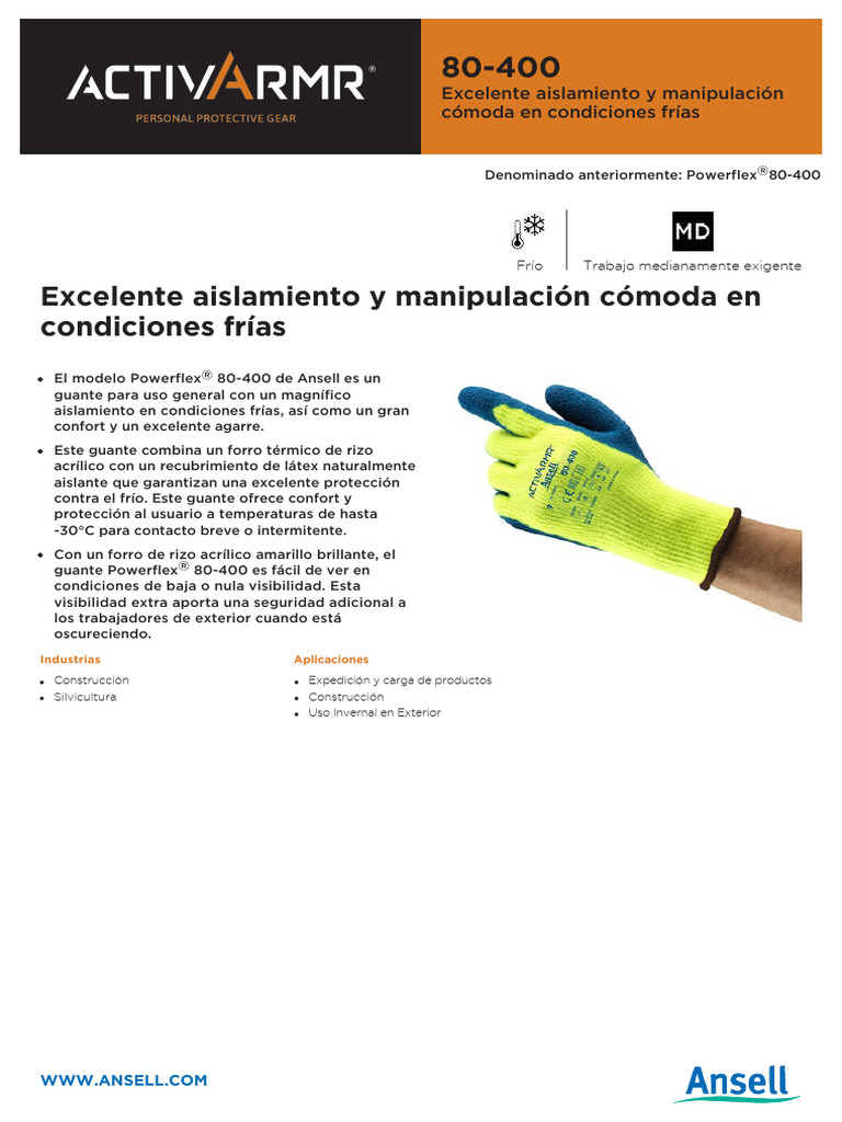 Activarmr-80-400 Pds MX | PDF | Guante | Aislamiento térmico