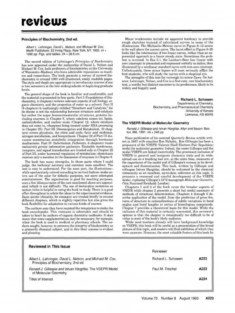 1993 Principles of Biochemistry 2nd Ed (Lehninger Albert L Nelson David ...