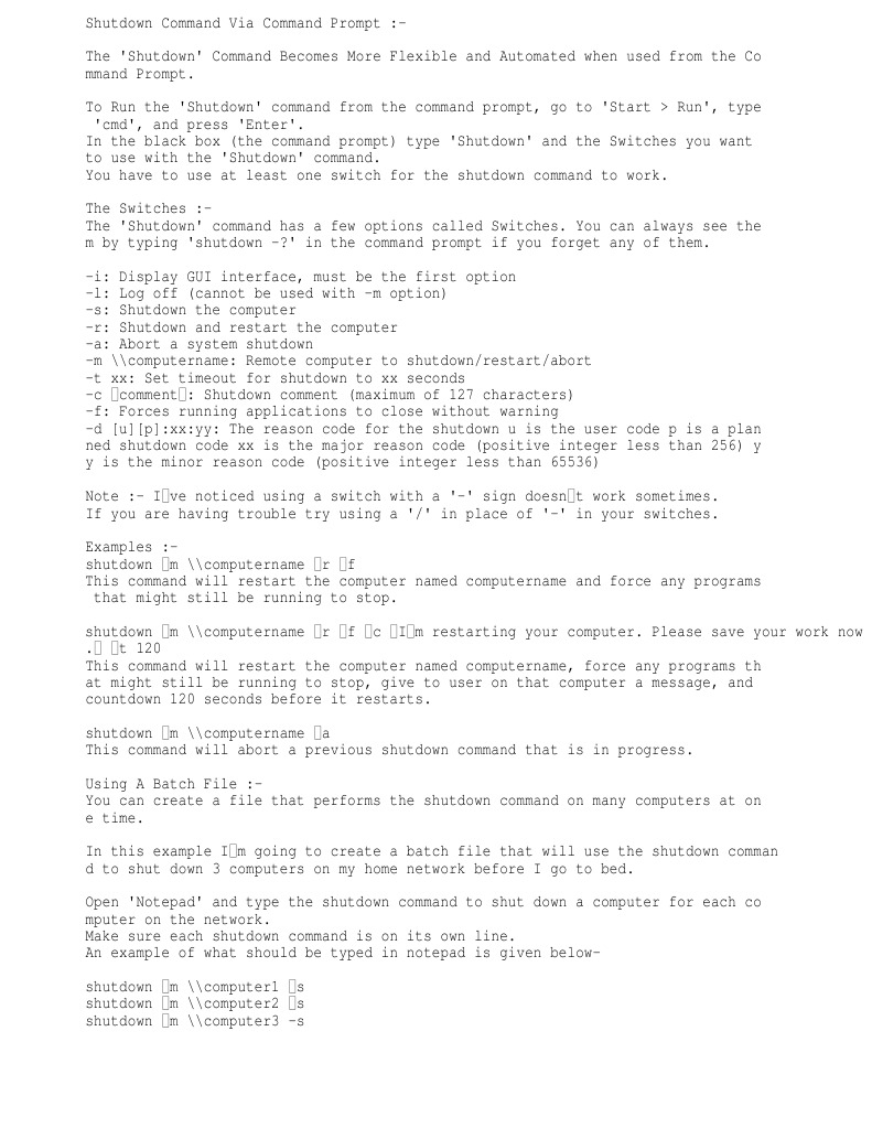 Shutdown Command Via Command Prompt Pdf Command Line Interface Computer File