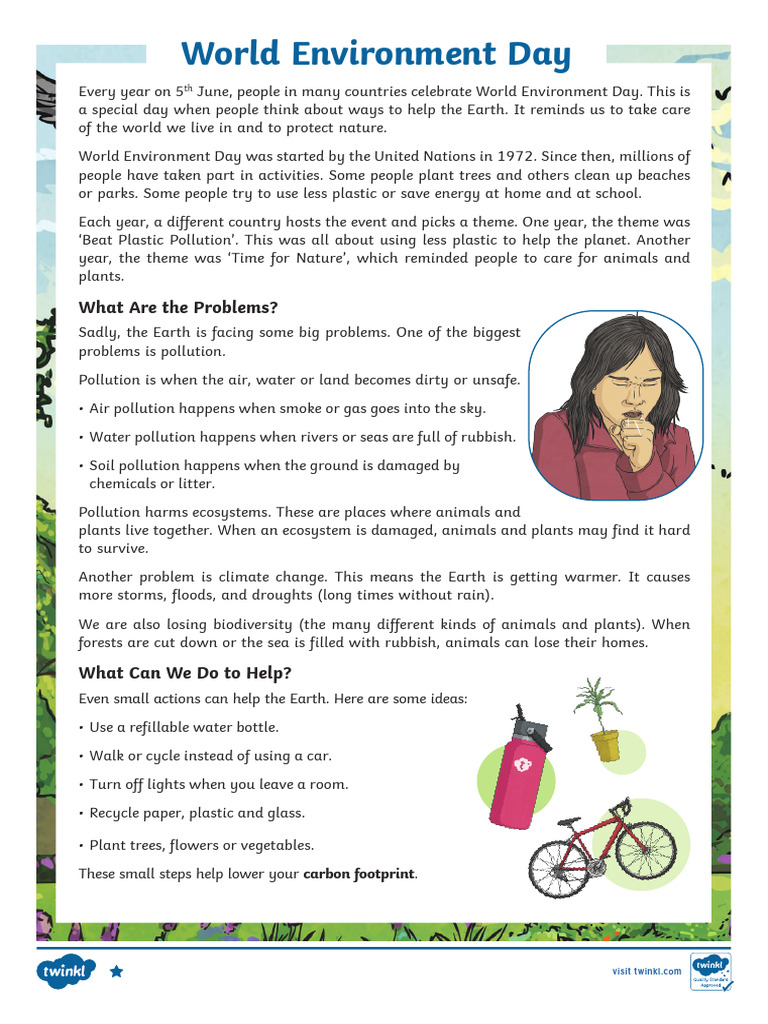 t2 e 5140 Uks2 World Environment Day Differentiated Reading ...
