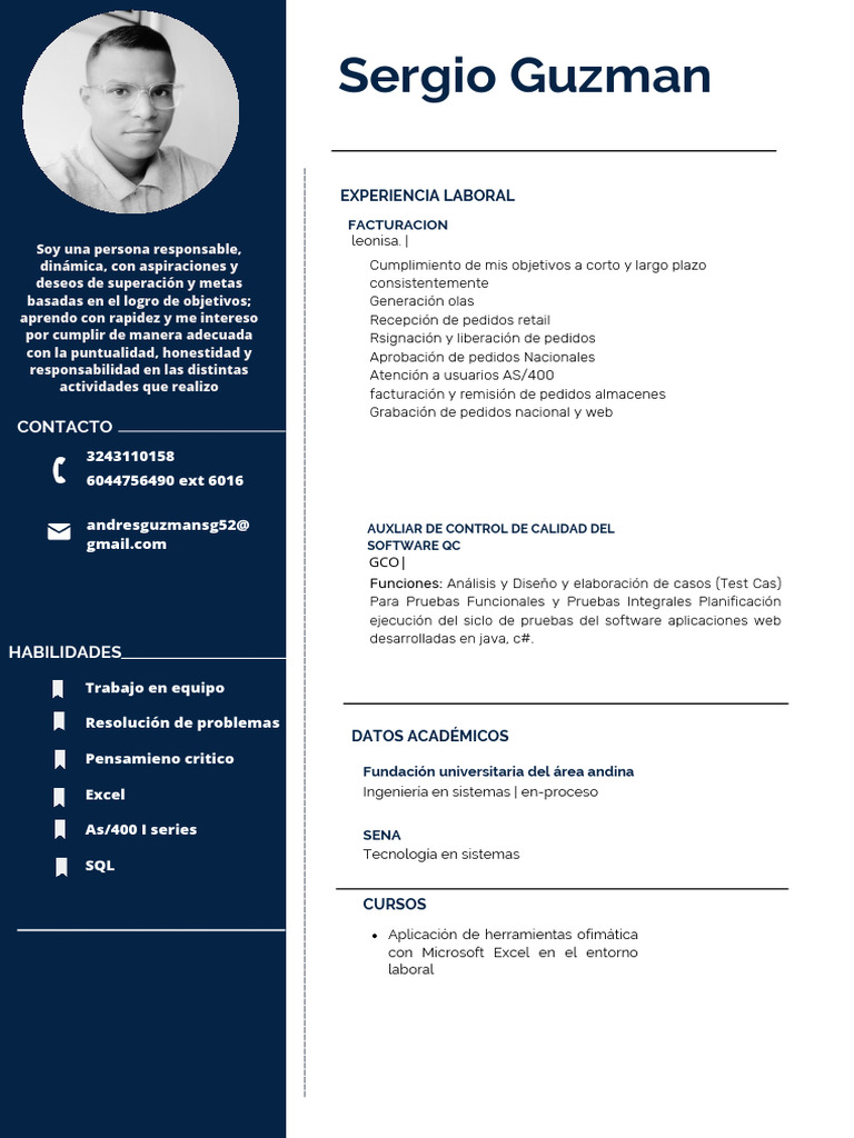 Currículum Corporativo Minimalista Azul Marino | PDF