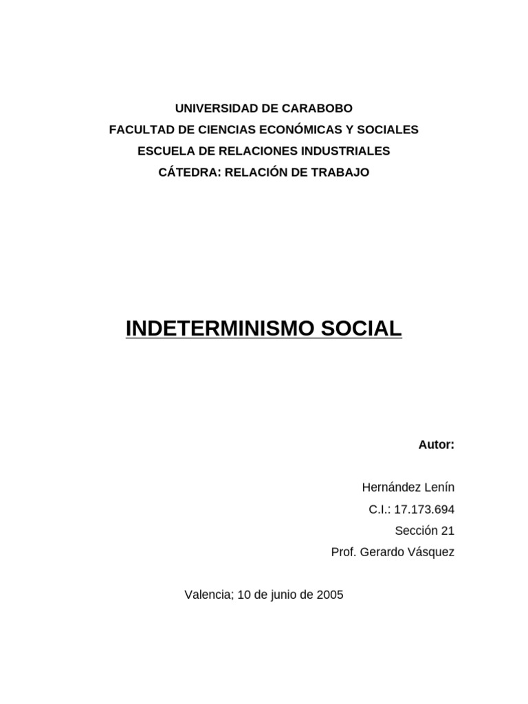 Indeterminismo Social | PDF | Principio de incertidumbre | Mecánica ...