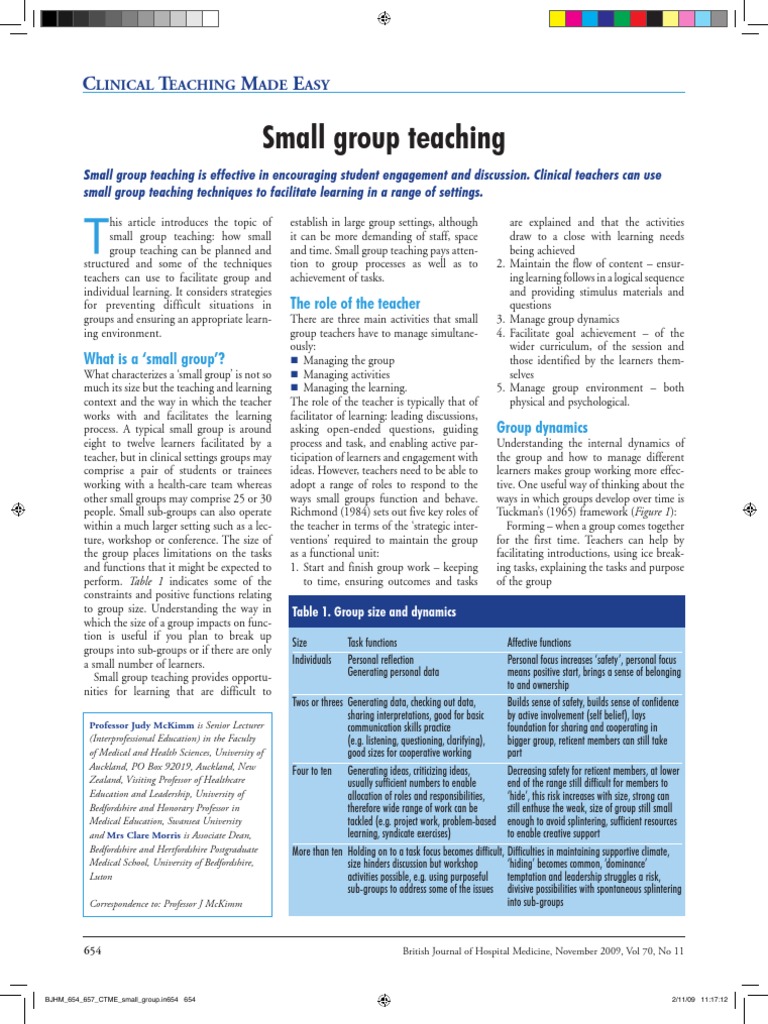 BJHM Article10 Small Groups | PDF | Facilitator | Learning