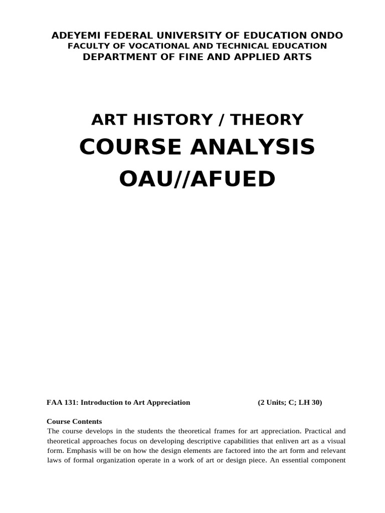 Afued - Art History Course Analysis | PDF | Aesthetics | The Arts