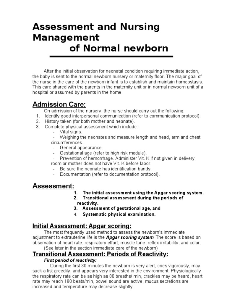 Assessment and Nursing Management Normal Newborn | Infants | Breastfeeding