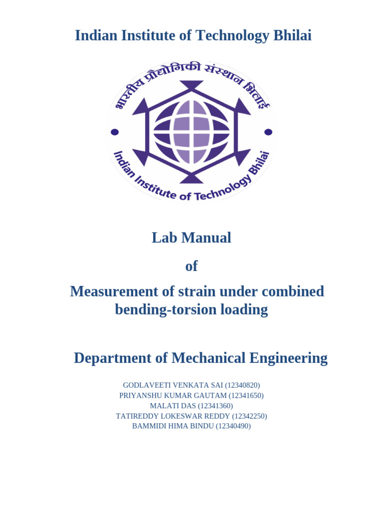 Exp3 Lab Manual Strain Measurements Combined Bending Torsion | PDF ...