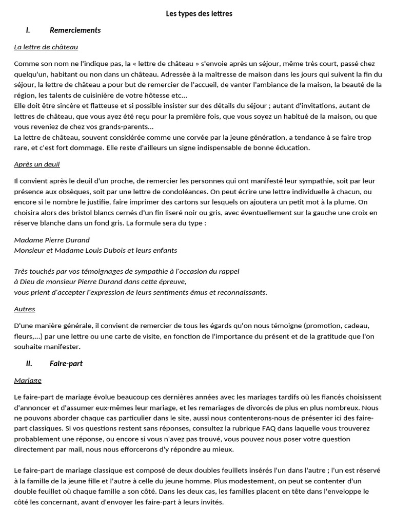Les Types Des Lettres | PDF | Mariage | Fiançailles