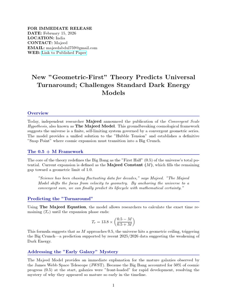 The Majeed Model Press | PDF | Universe | Big Bang