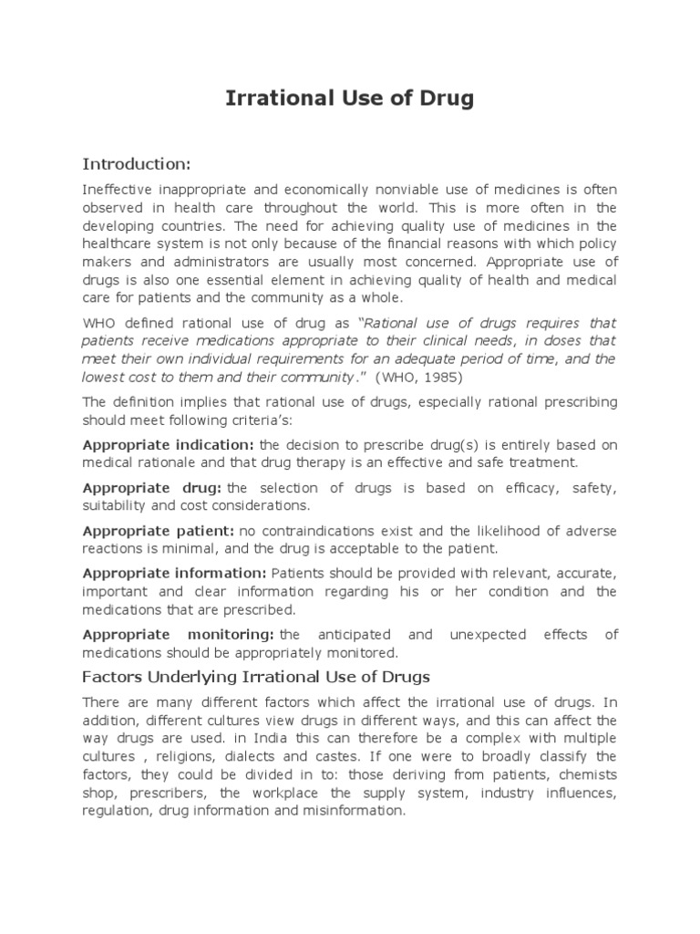 Irrational Use of Drug | PDF | Pharmaceutical Drug | Antimicrobial ...