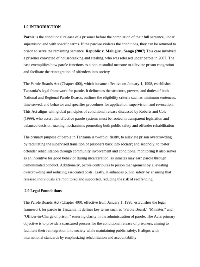 The Parole System in Tanzania | PDF | Parole | Recidivism