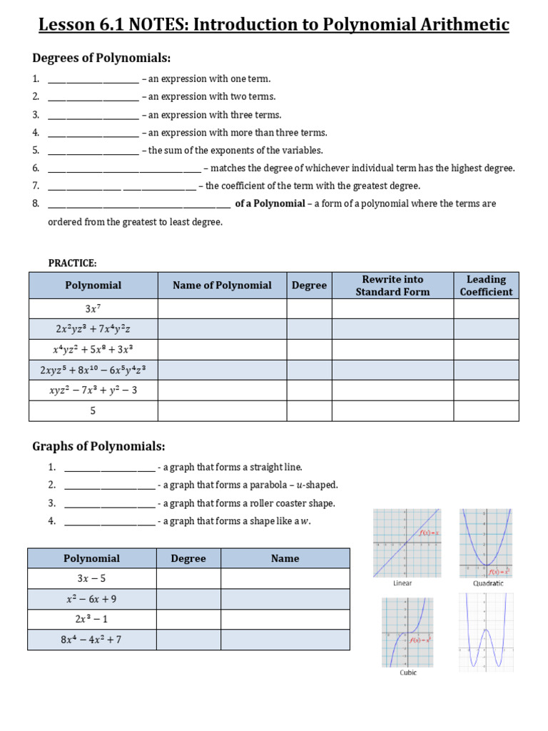 Lesson 6.1 - Introduction To Polynomial Arithmetic-1 | PDF | Polynomial ...