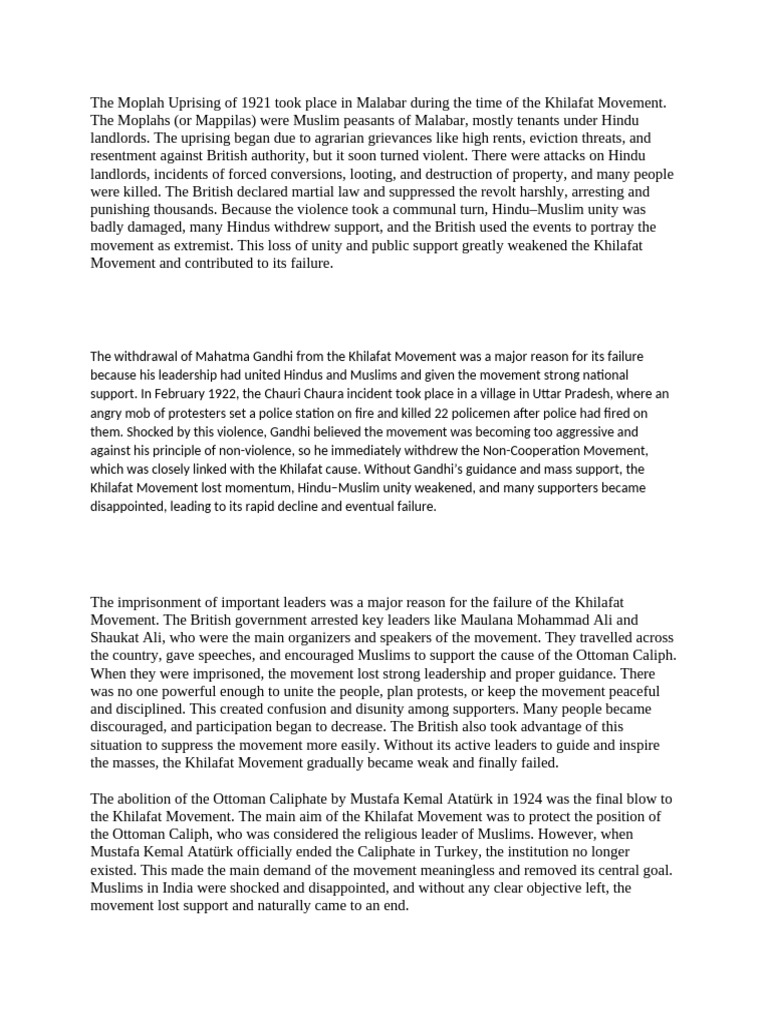 The Moplah Uprising of 1921 Took Place in Malabar During The Time of ...