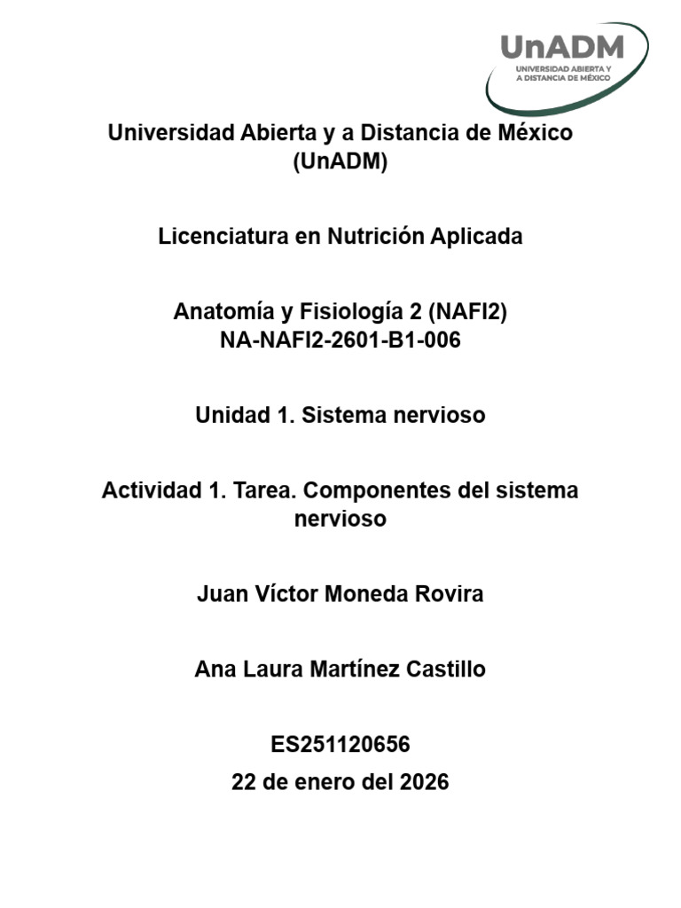 AFI2_U1_A1__ANMC | PDF | Sistema nervioso | Sentidos