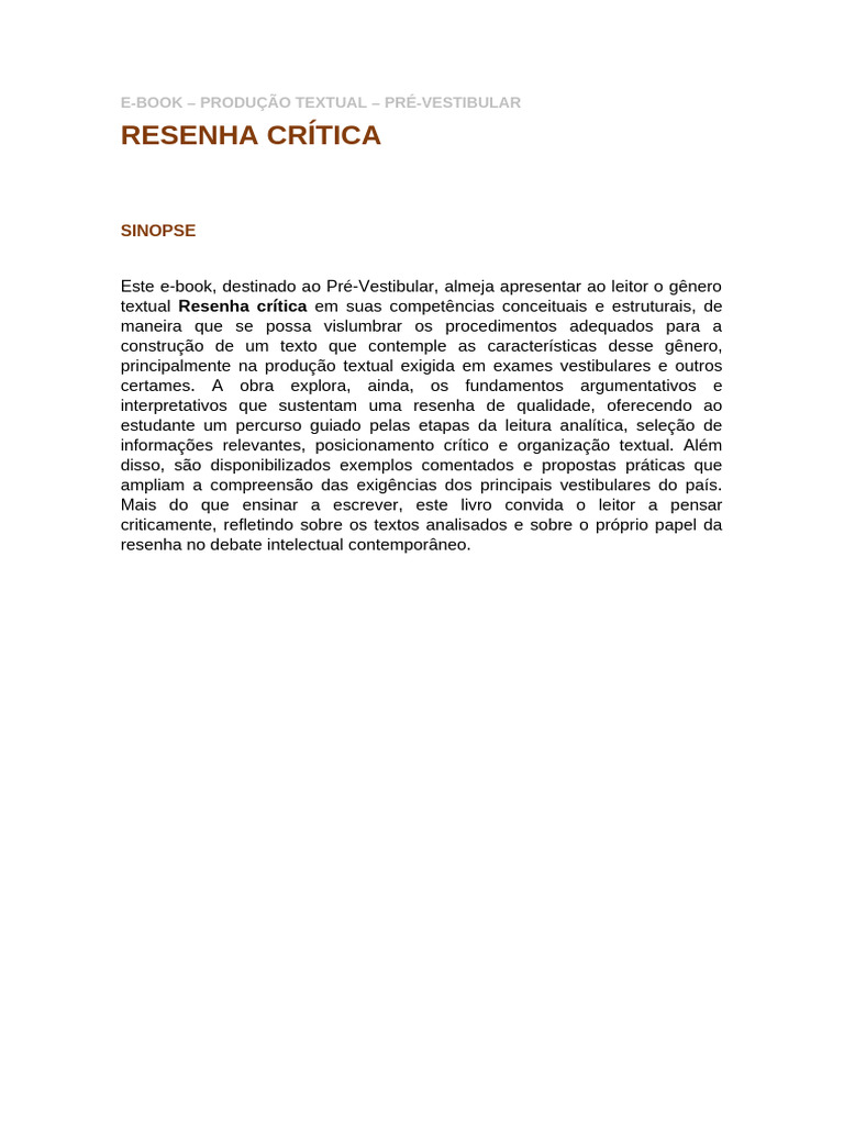 Apostila de Produção de Texto - Resenha Crítica | PDF | Abstract ...