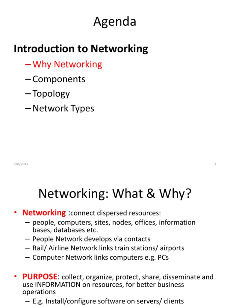 Introduction To Networking: Agenda | PDF | Network Topology | Node ...
