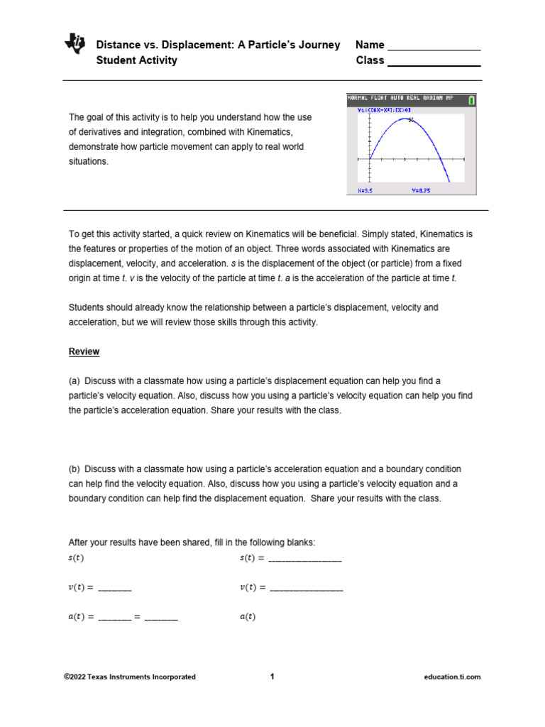 84CE-Distance Vs Displacement A Particles Journey-Student PDF | PDF ...