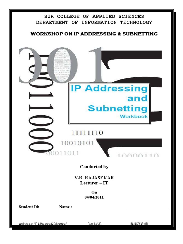 Ip Addressing And Subnetting Workshop Pdf Ip Address Network