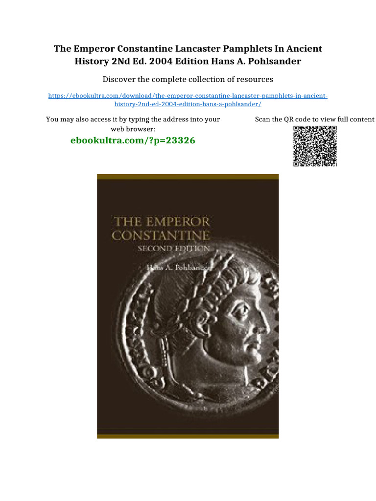 The Emperor Constantine LANCASTER PAMPHLETS IN ANCIENT HISTORY 2nd Ed ...