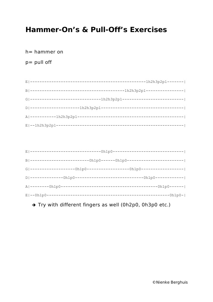Hammer On and Pull Off Exercises | PDF | Teaching Methods & Materials