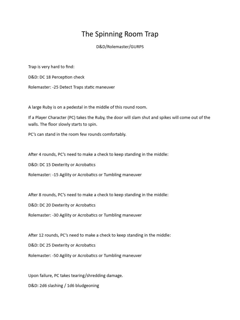 The Spinning Room Trap | PDF