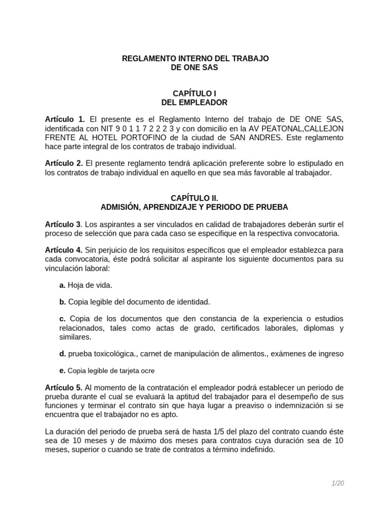Reglamento Interno Del Trabajo | PDF | Salario | Derecho laboral