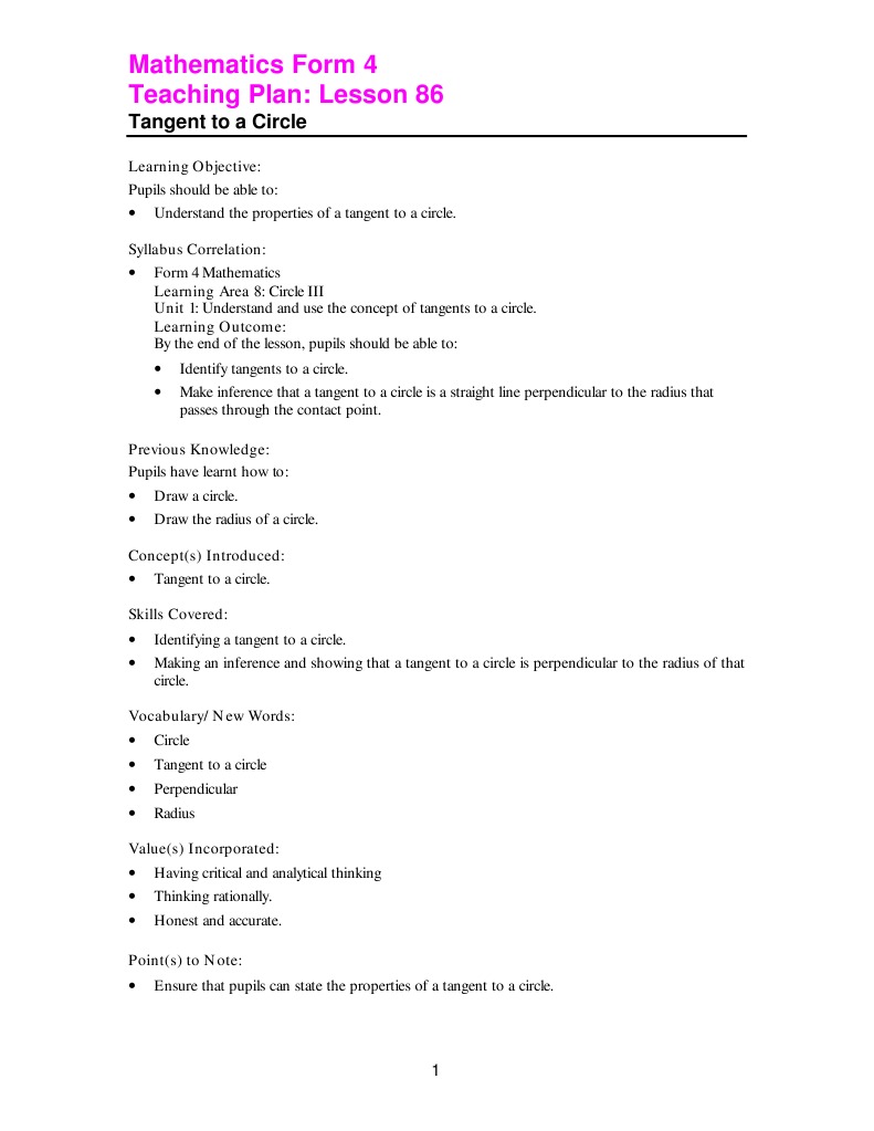 Lesson Plan | PDF | Circle | Trigonometric Functions