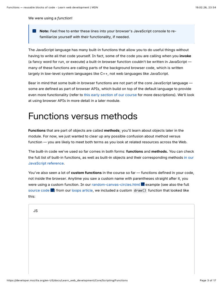 Functions Versus Methods | PDF | Java Script | Parameter (Computer ...