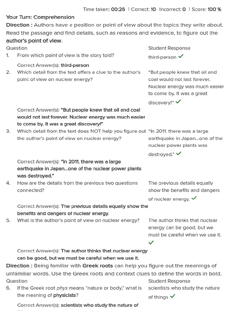 Your Turn - Comprehension Activity | PDF