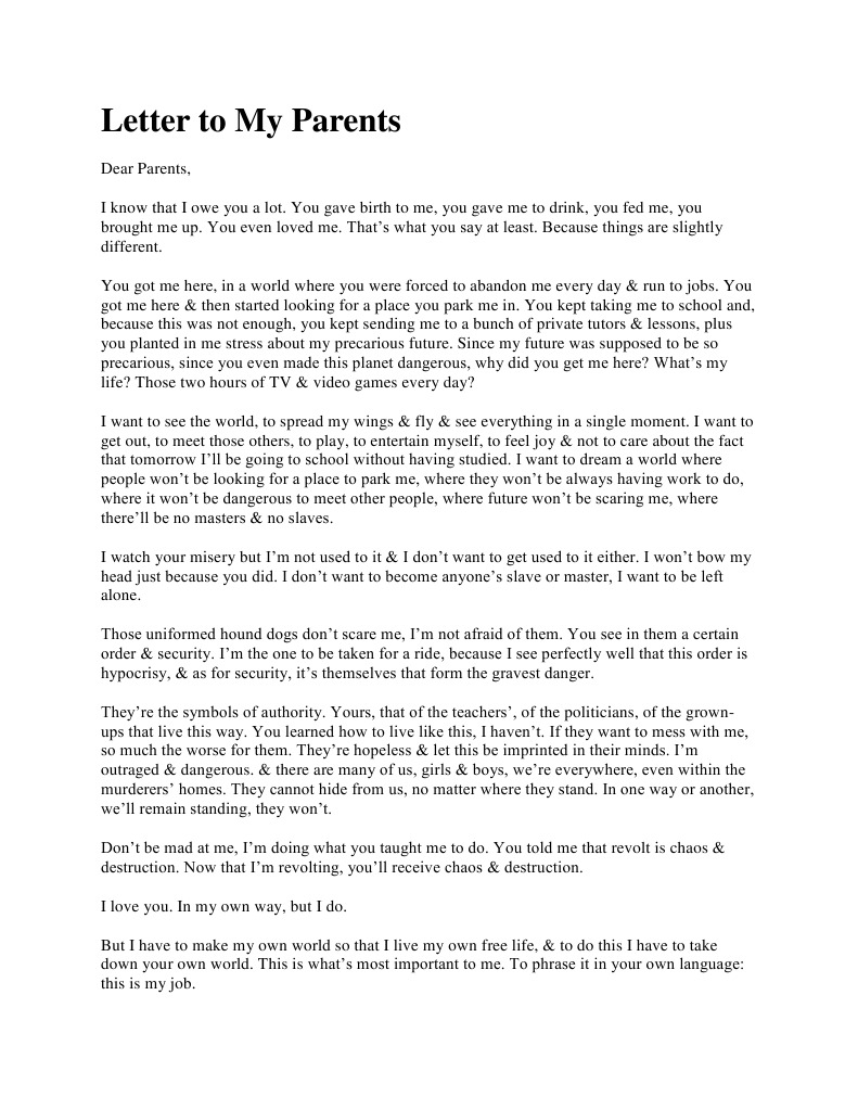 Letter To My Parents | PDF | Grief