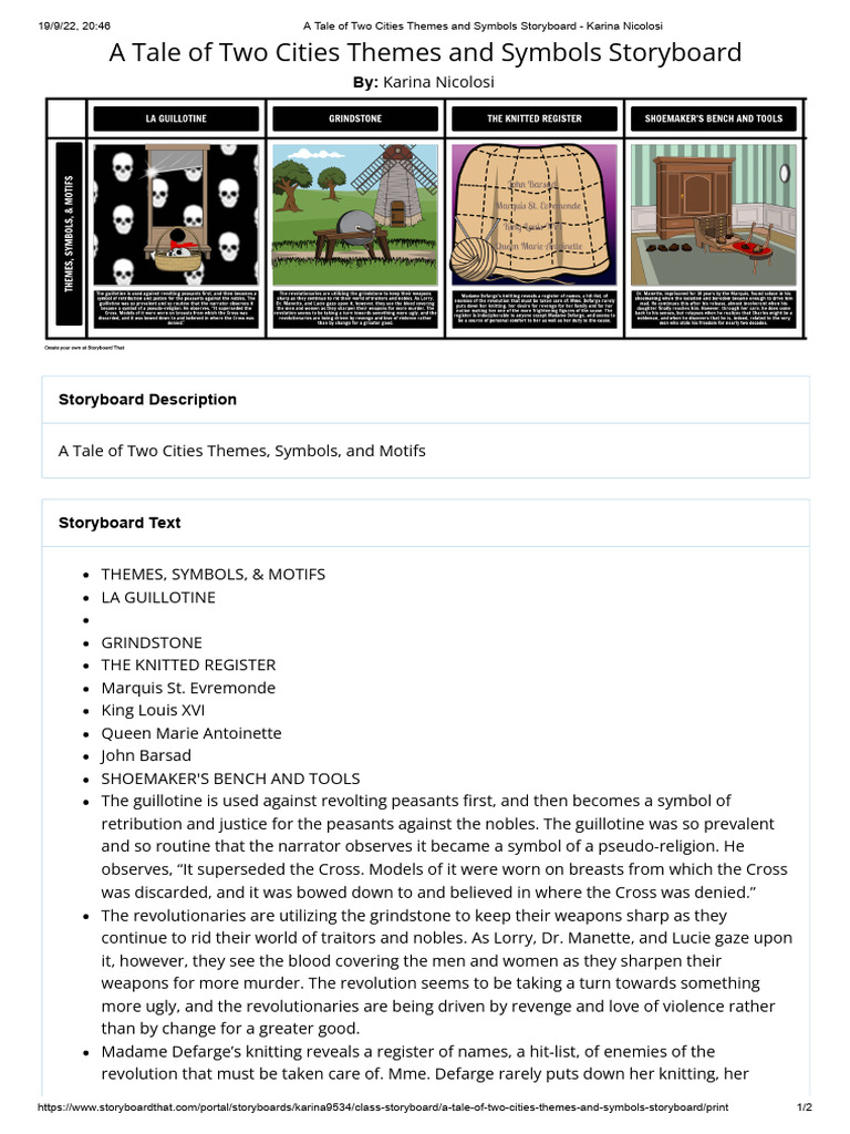 A Tale of Two Cities Themes and Symbols Storyboard | PDF | A Tale Of ...