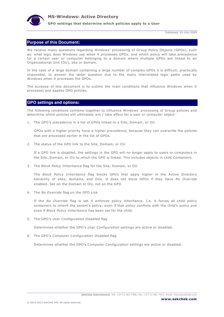Windows Active Directory Gpo Processing | PDF | Group Policy | Active Directory