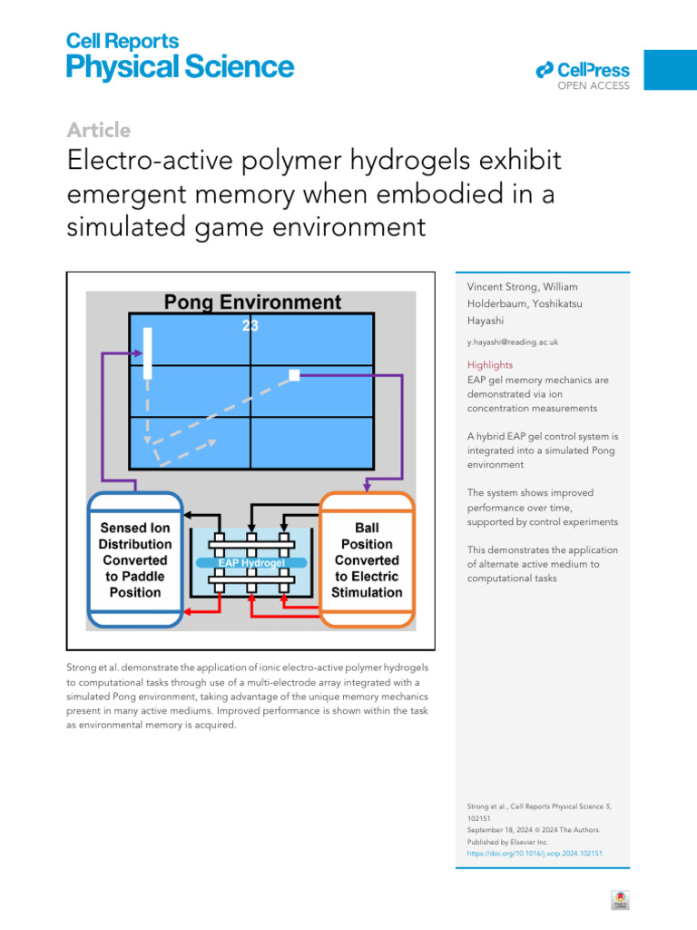 Electro-Active Polymer Hydrogels Exhibit | PDF | Gel | Electrical ...
