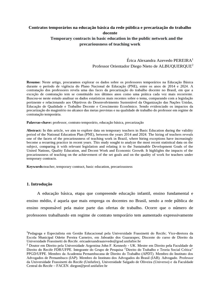 ARTIGO - Érica Alexandra | PDF | Emprego | Sindicato