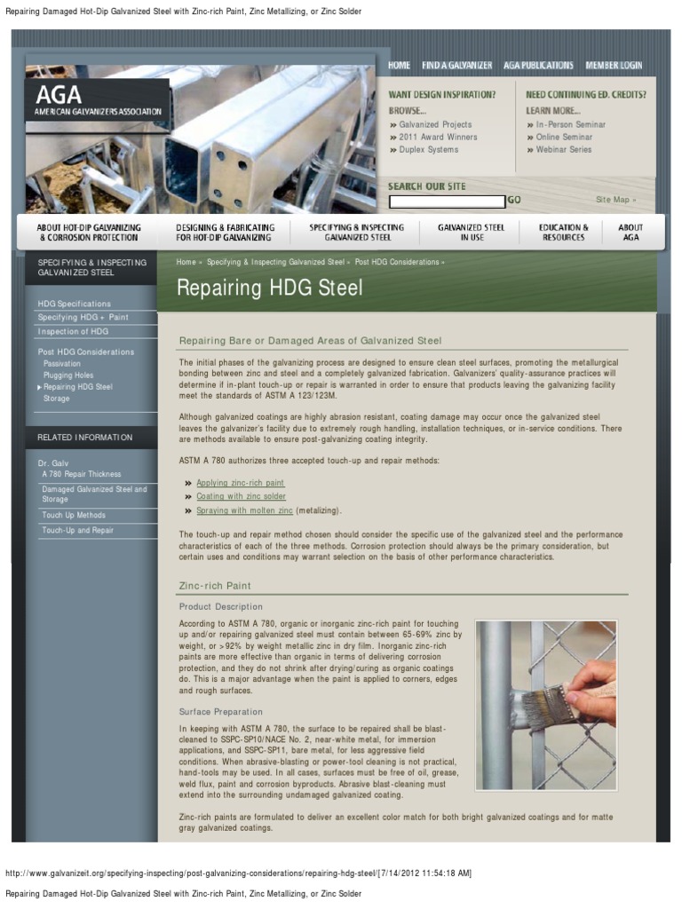 Repairing Damaged Hot-Dip Galvanized Steel With Zinc-Rich Paint, Zinc ...
