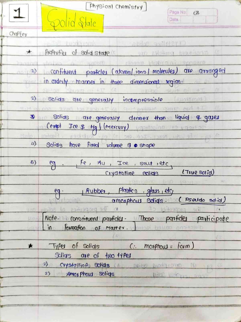 1 - Solid State (Handwritten Notes) by Chinmay | PDF